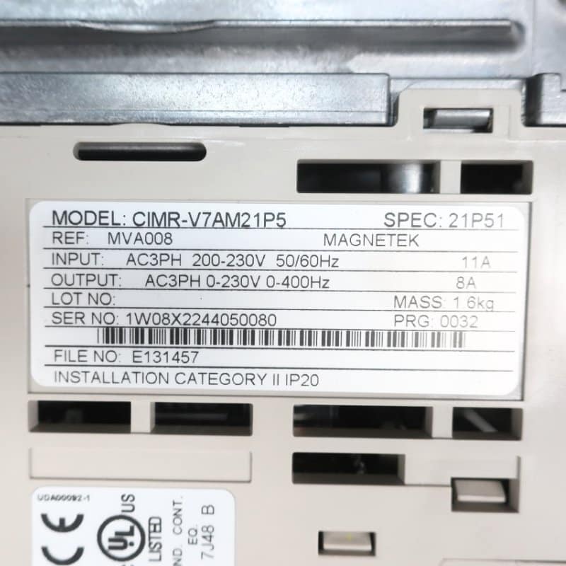 Yaskawa CIMR-V7AM21P5 V7 Series VFD Inverter - GoldRayline