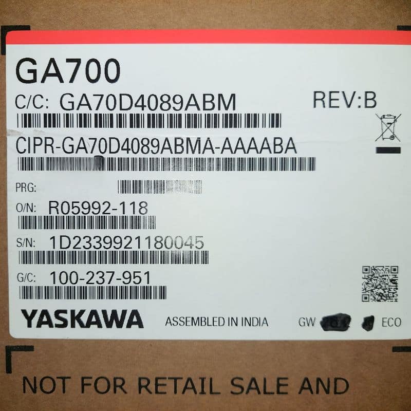 Yaskawa CIPR-GA70D4089ABMA-AAAABA GA700 Series AC Drive - GoldRayline