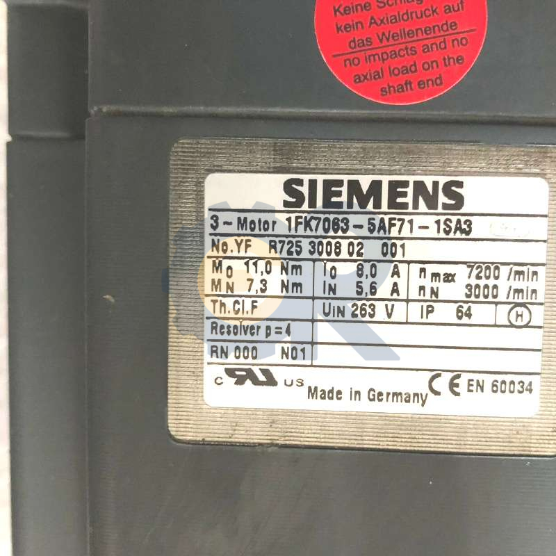 Siemens 1FK7063-5AF71-1SA3 SIMOTICS S-1FK7 Series Servomotor - GoldRayline