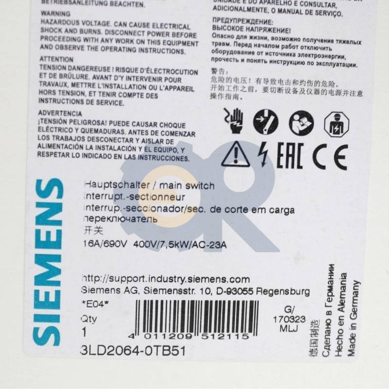 Siemens 3LD2064-0TB51 SENTRON 3LD Switch Disconnector - GoldRayline