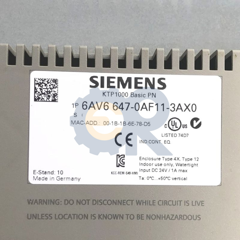 Siemens 6AV6647-0AF11-3AX0 SIMATIC HMI KTP1000 Basic Color PN - GoldRayline